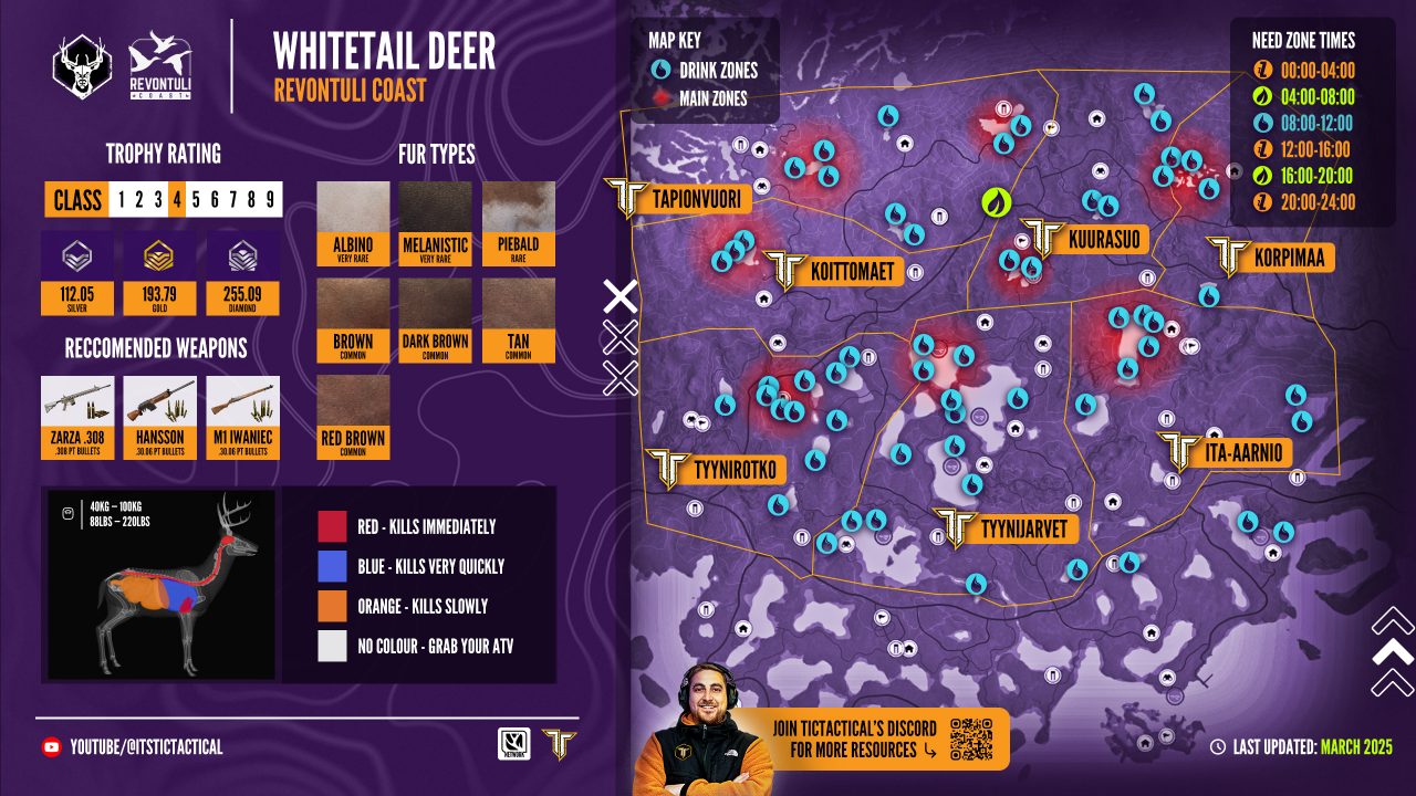 How to find Whitetail Deer Zones Revontuli Coast - Tictactical